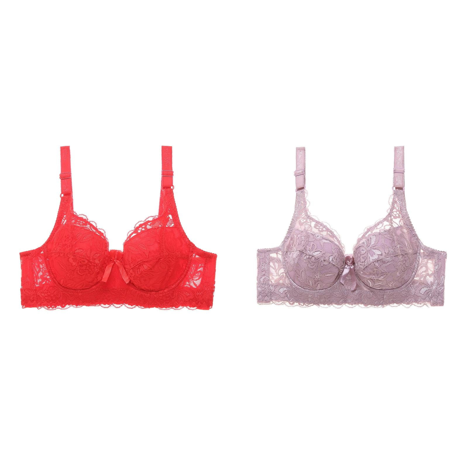 (2-Pack) 2025 New Womensy Lace Gathered Bra Womens Bra Straps Cup ...