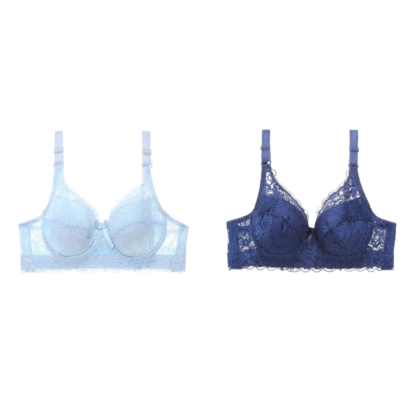 (2-Pack) 2025 New Womensy Lace Gathered Bras Bulk Bra Adjustable Straps ...
