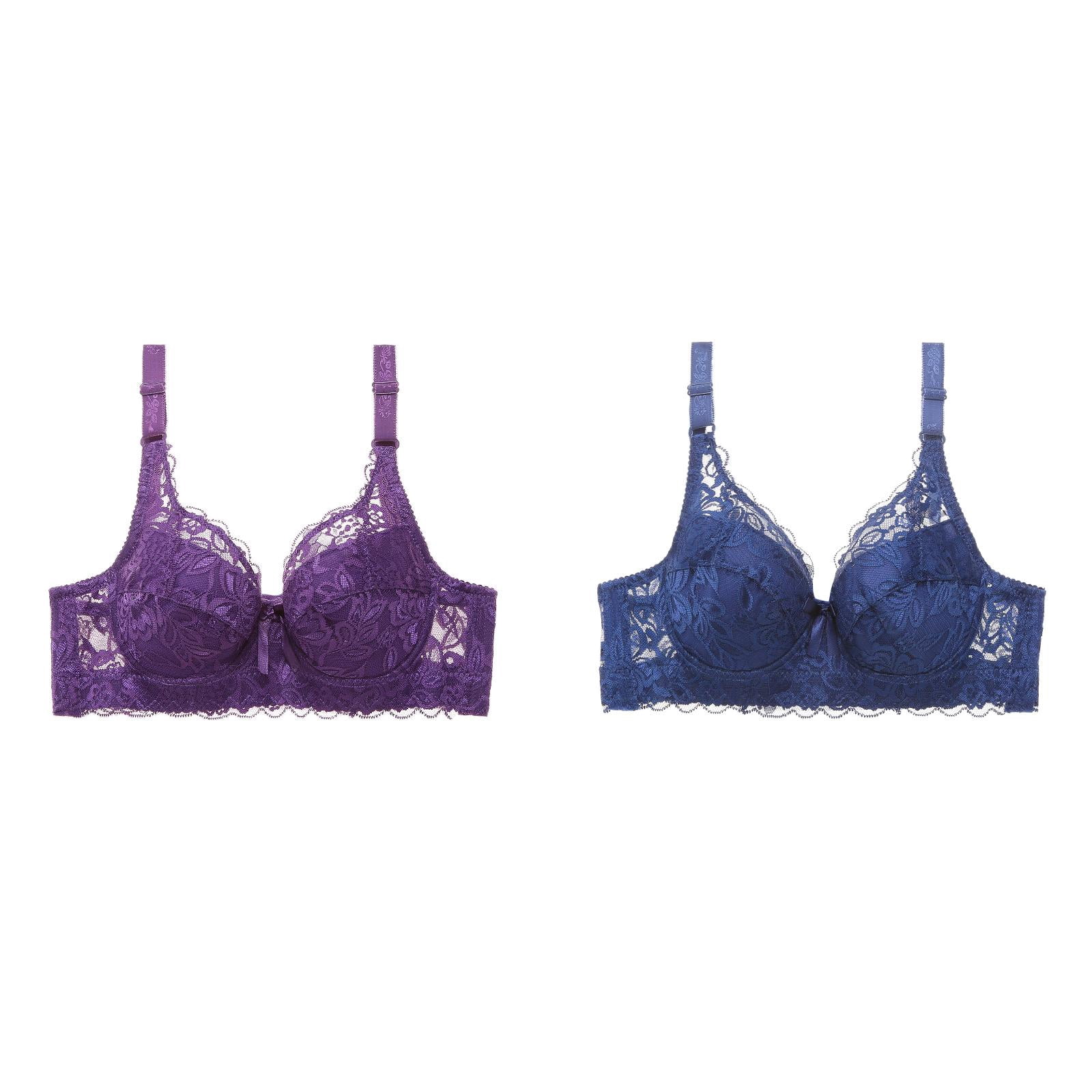 (2-Pack) 2025 New Womensy Lace Gathered Bras for Women Bra Adjustable ...