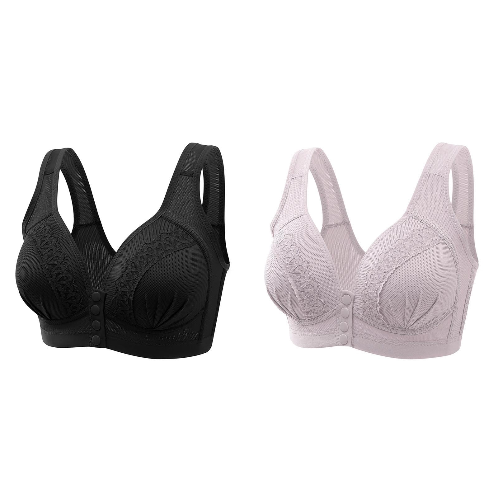 (2-Pack) 2025 New Womeny Lace Front Big Bras Button Shaping Cup ...