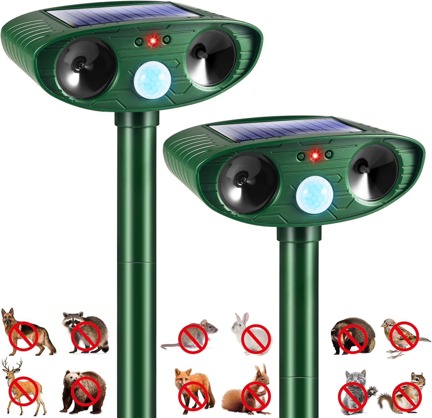 2 Pack 2025 Solar Ultrasonic Animal Repellent Outdoor Deer Repellent ...