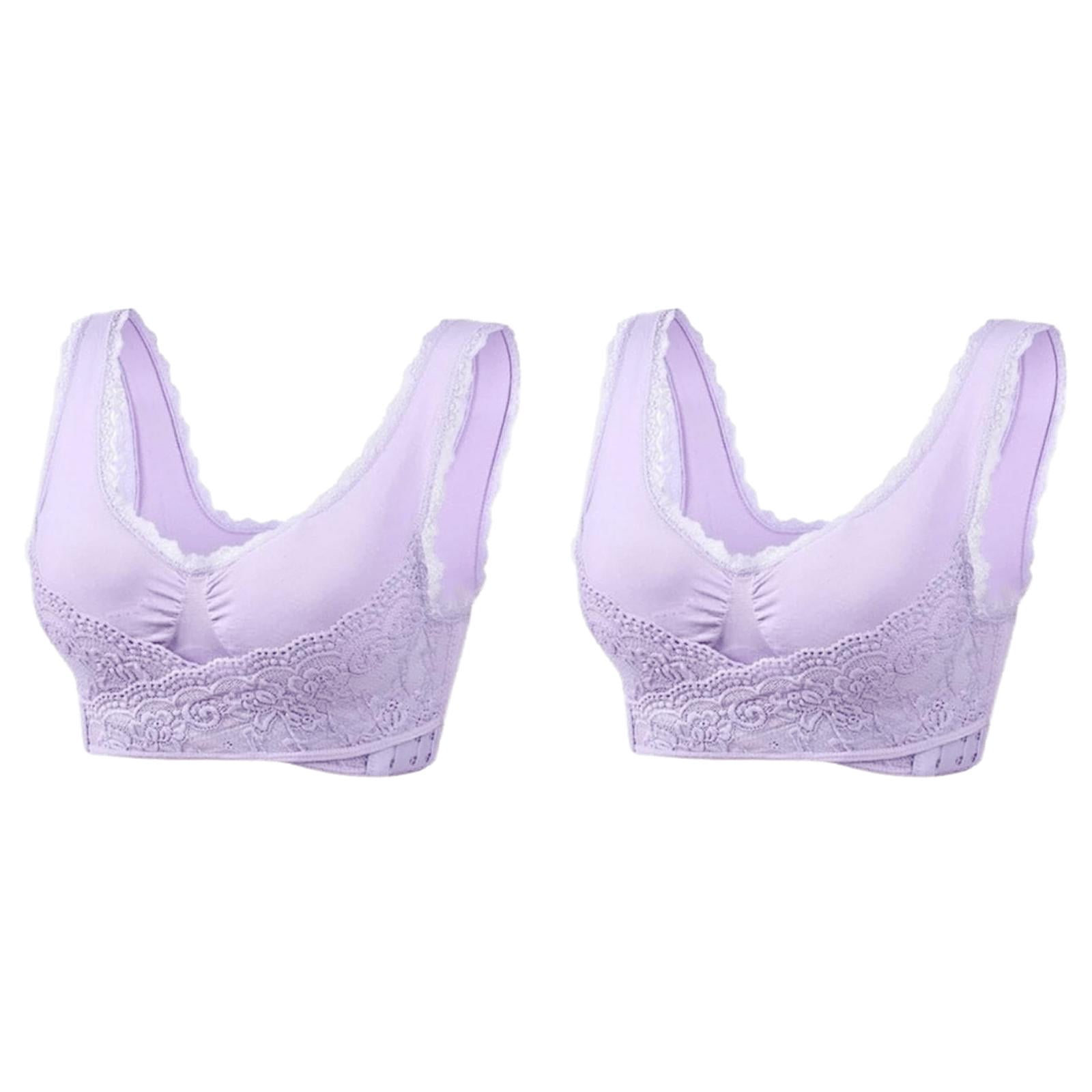 (2-Pack) 2025 Women's Front Side Buckle Women Bras Plus Size Front Hook ...