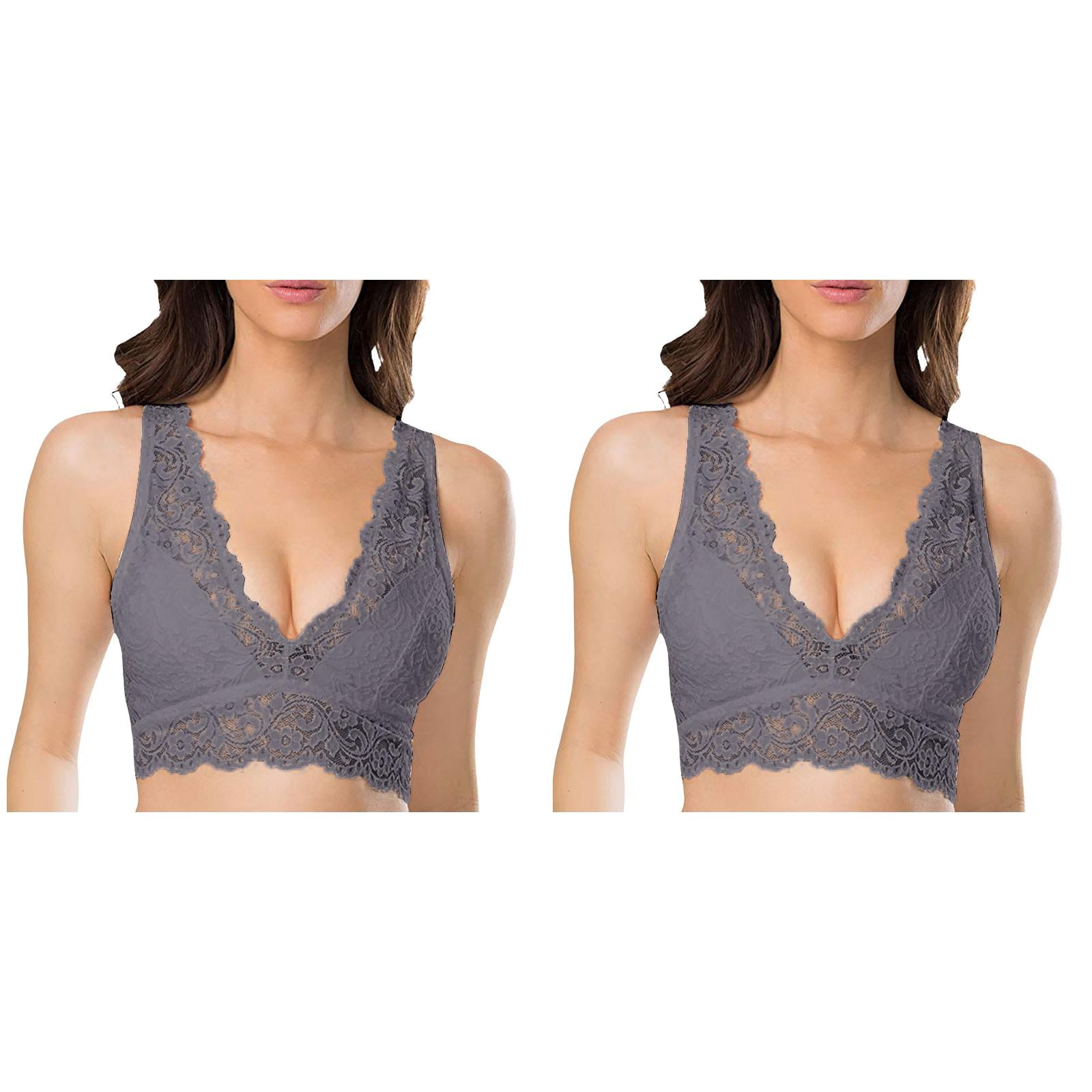 (2-Pack) 2025 Women'sy Lace Bra Strapless Front Buckle Lift Bra No Underwire Back Underwear Bra ...