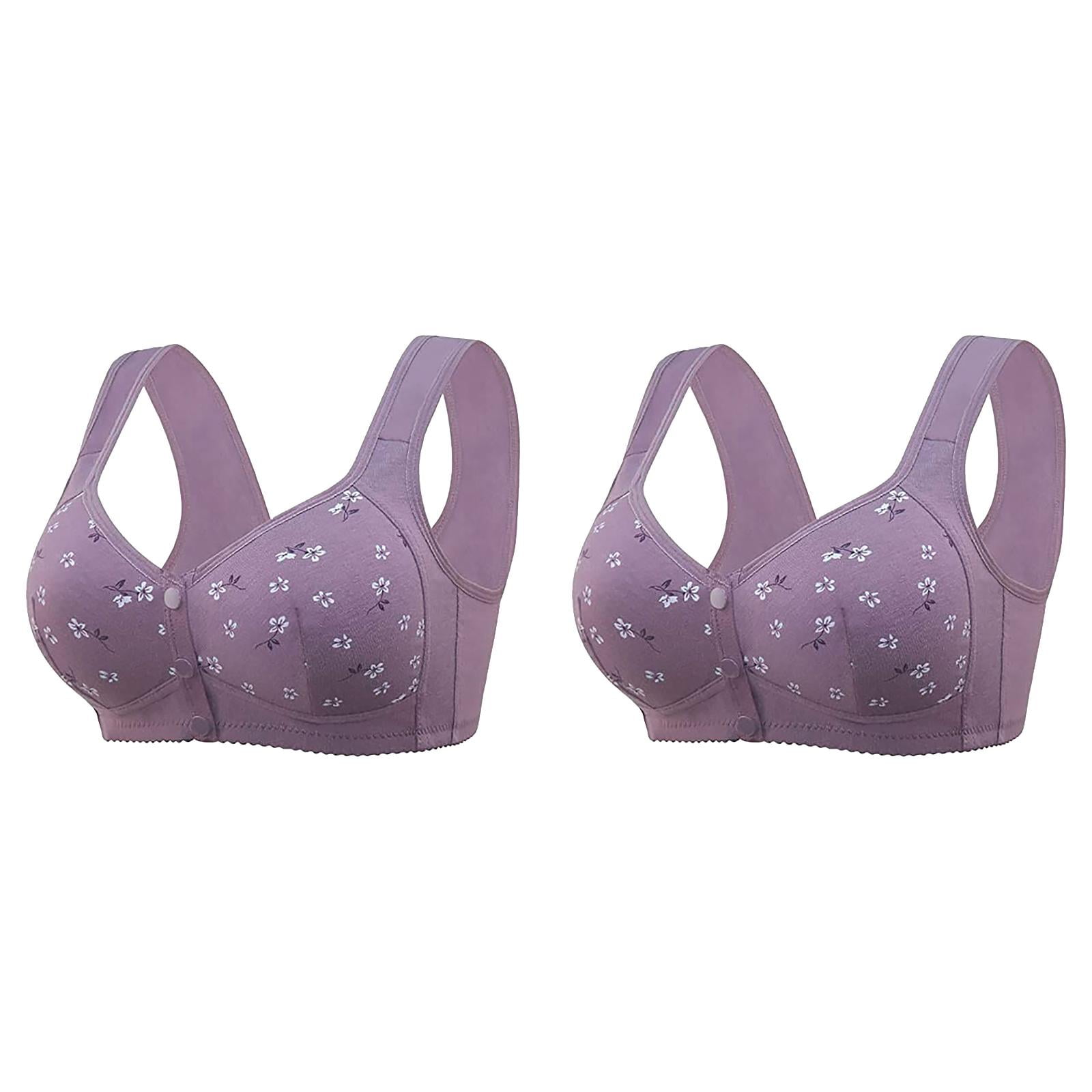 (2-Pack) 2025 Womeny Lace Front Seamless Bras Button Shaping Cup ...