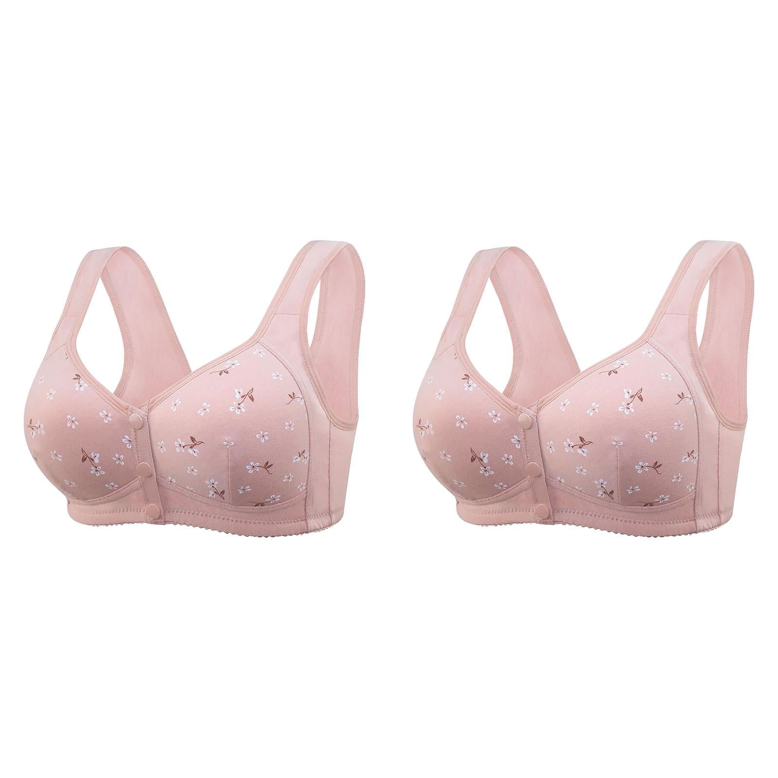 (2-Pack) 2025 Womeny Lace Front Women Bras Wireless Push Up Button ...