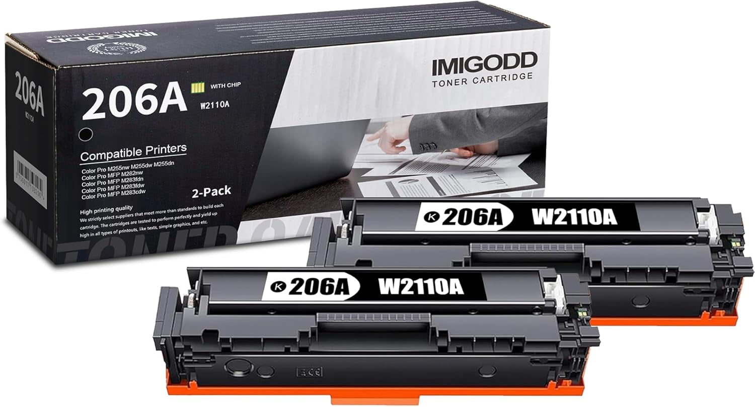 2-Pack 206A Toner Replacement for HP 206A | W2110A Black Toner ...