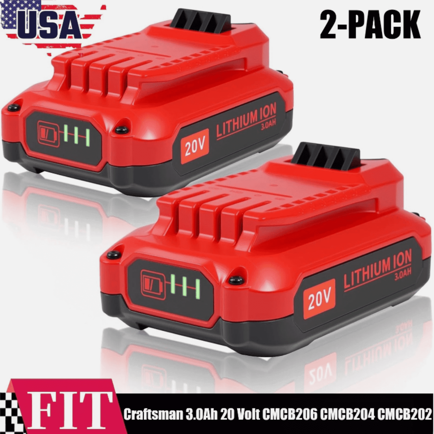 2-Pack 20V 3.0Ah Battery Replacement for 20V Battery Compatible with 20 ...