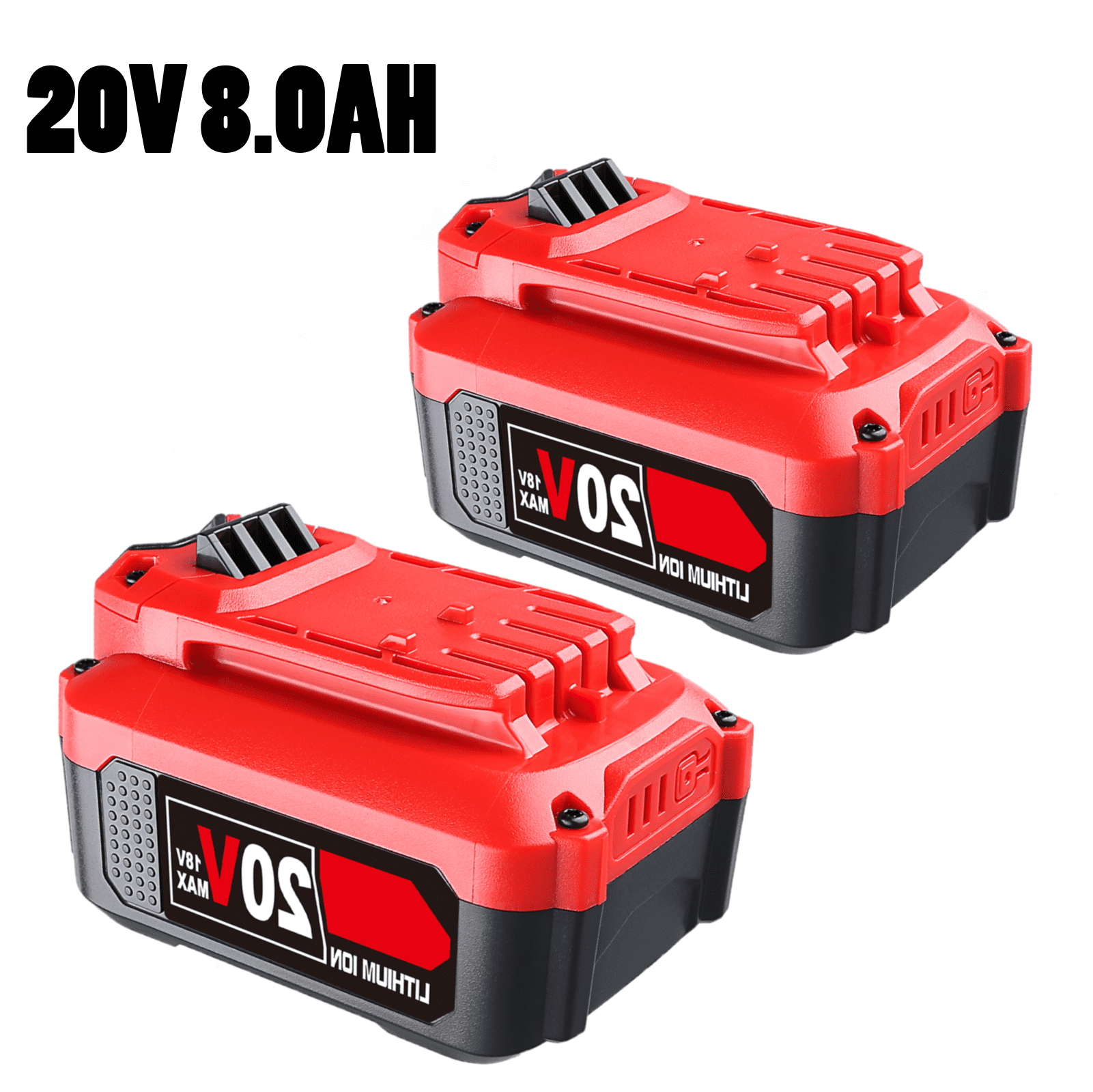 2-Pack 20V 8.0Ah Replacement for Craftsman V20 Lithium Ion Battery Compatible with 20V CMCB205 ...