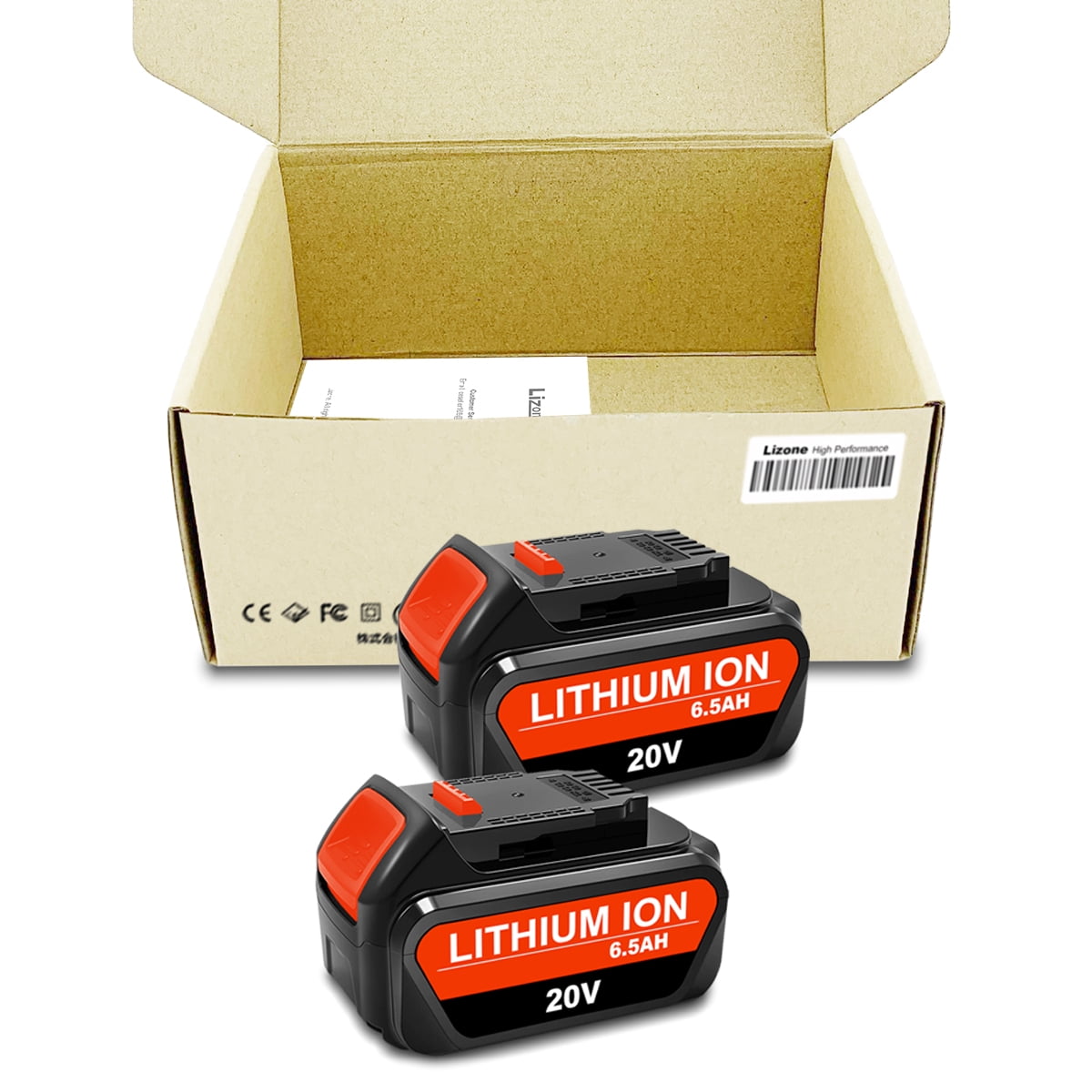 2 Pack 20V Max 6.5Ah High Capacity Battery DCB205-2 for DEWALT 20V Max XR Battery 6.0Ah DCB206-2 ...