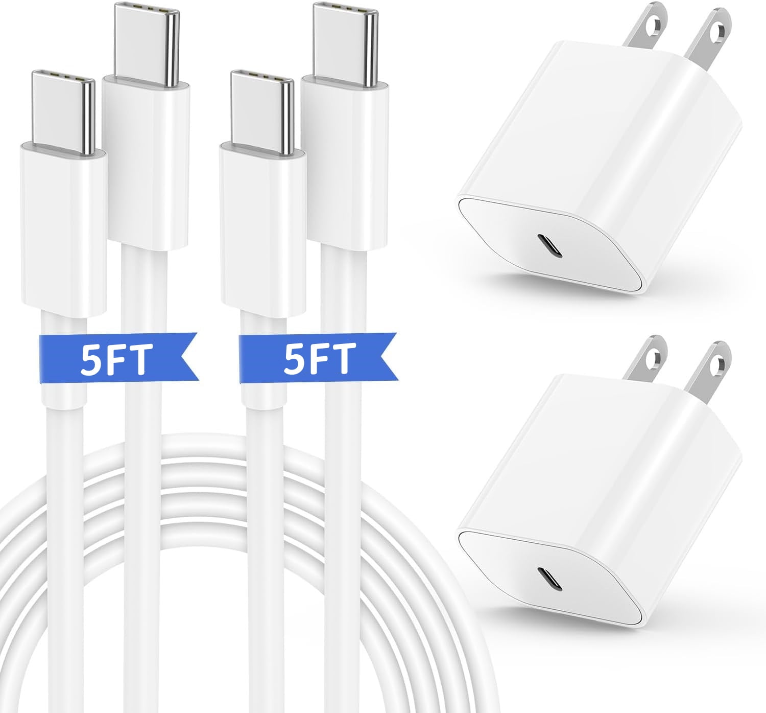 GULAIKE 2 Pack Fast USB-C Power Adapter & 60W USB-C Charge Cable (1.5 m ...