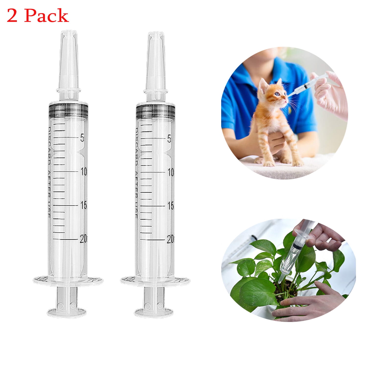 2 Pack 20ml Large Plastic Syringe, Liquid Measuring Syringes Without ...