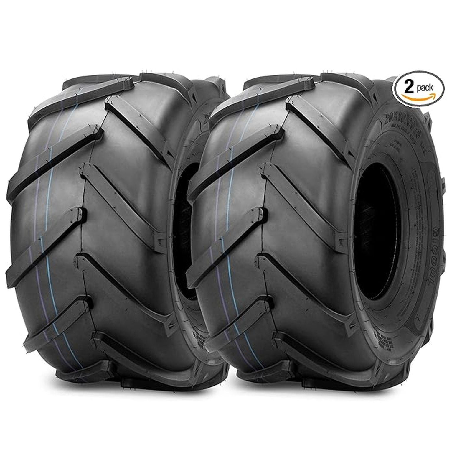 (2 Pack) 20x10.00-8 High-Traction Lawn Mower Tubeless Tire, 20x10-8 ...