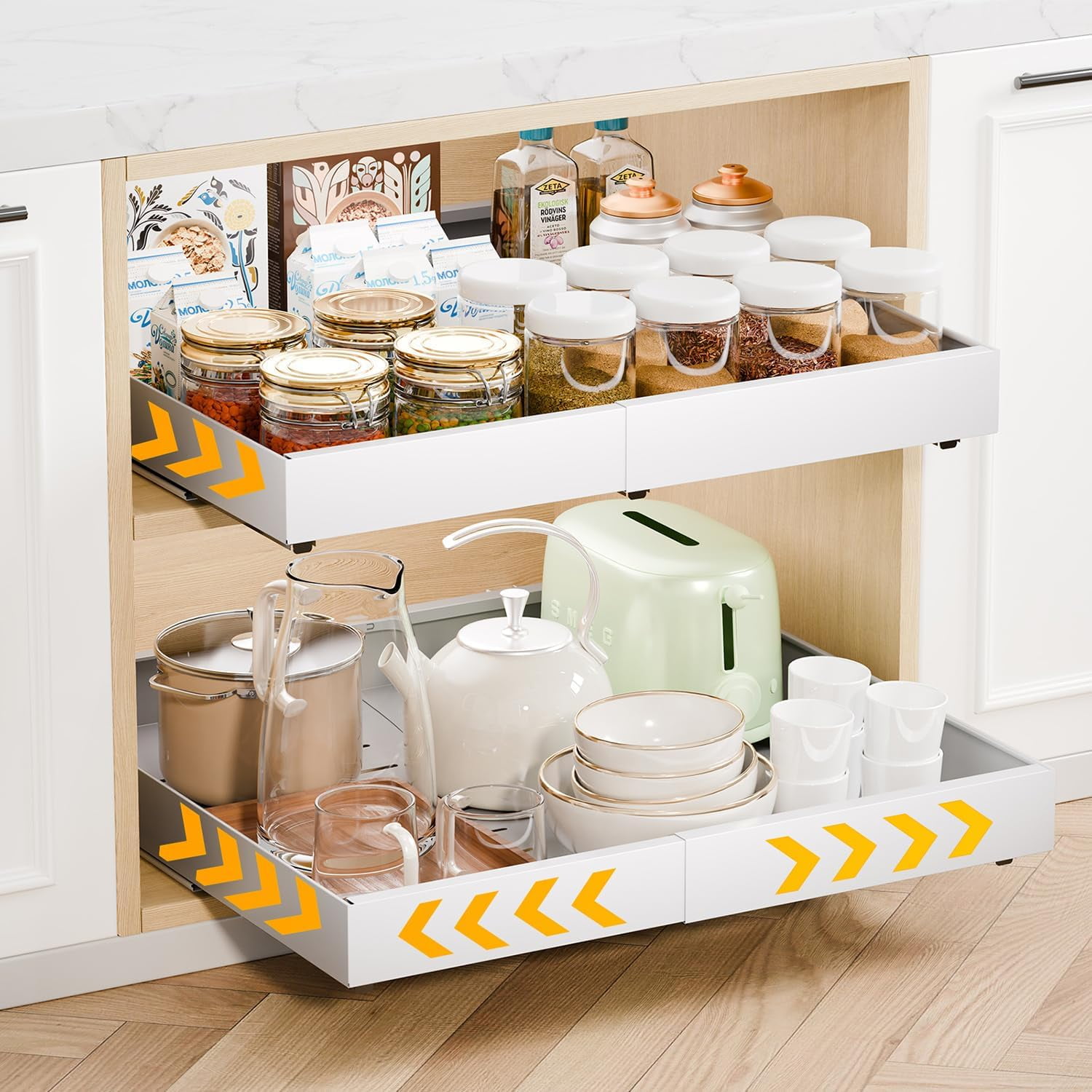 2 Pack 21" Deep Pull Out Cabinet Organizer, Expandable(12.5"-20.5 ...