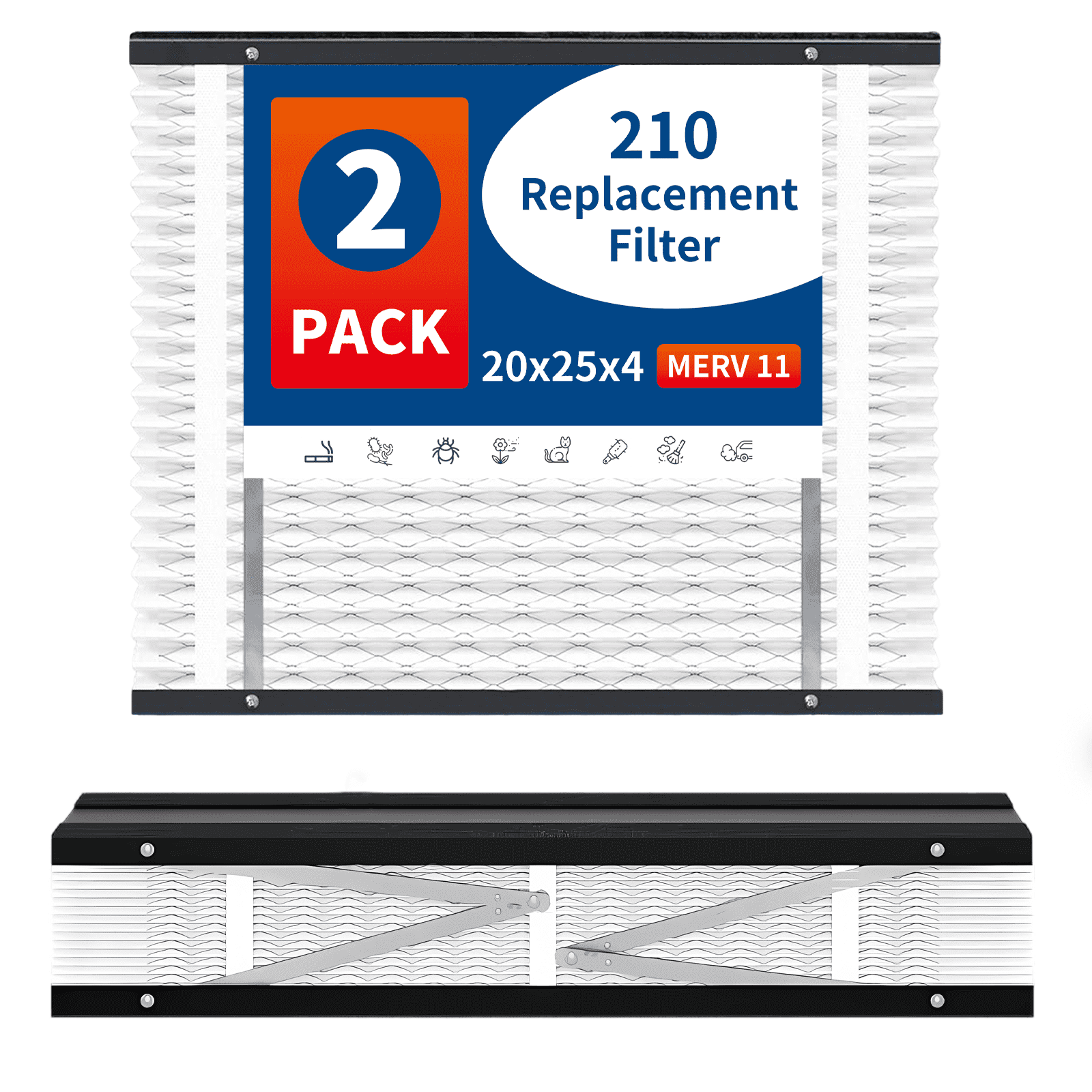 Xuhongxing 2-Pack 210 Air Filter Replacement, MERV 13, 20x25x4 ...