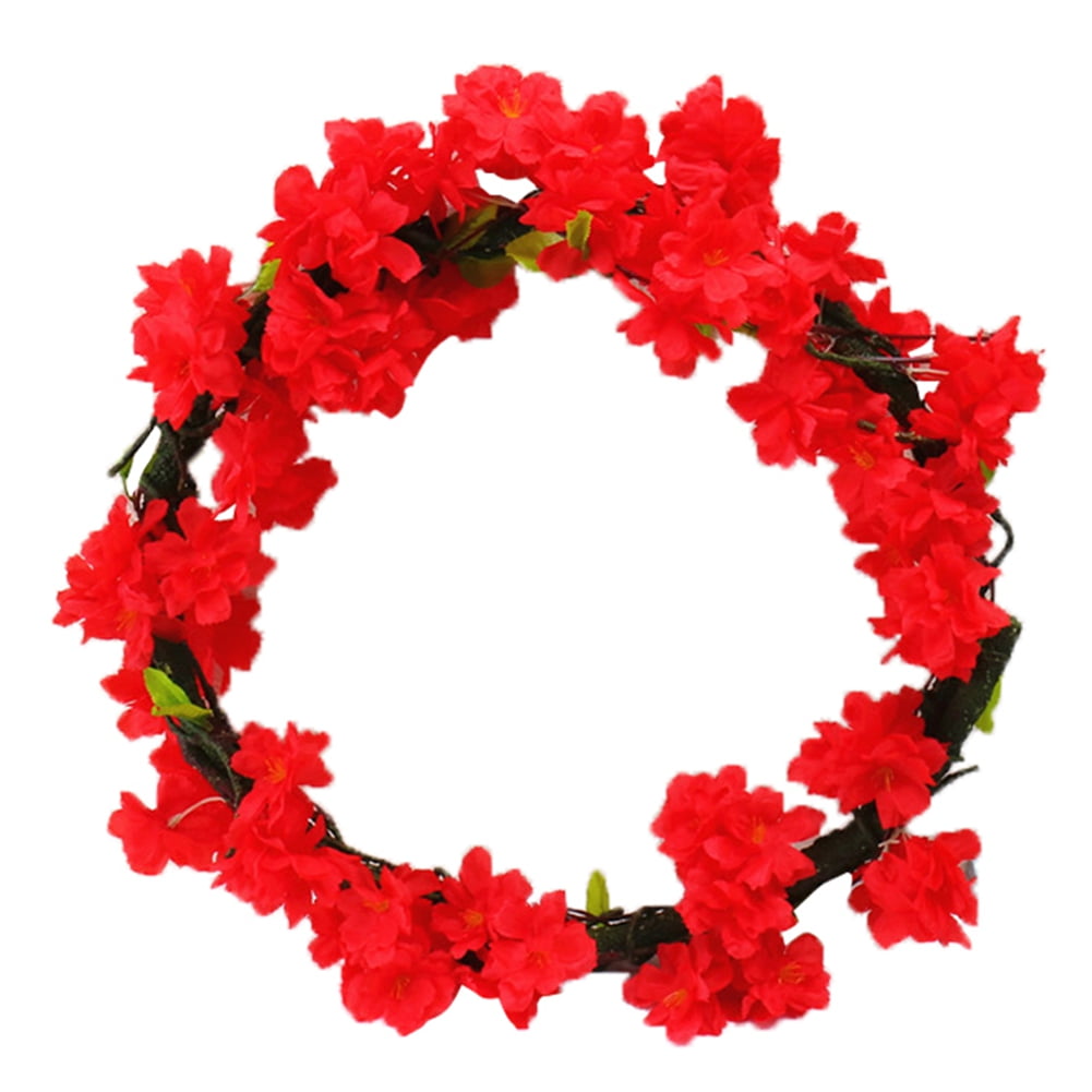 2-Pack 220cm Artificial Sakura Vine Flowers - Red - Perfect for Home ...