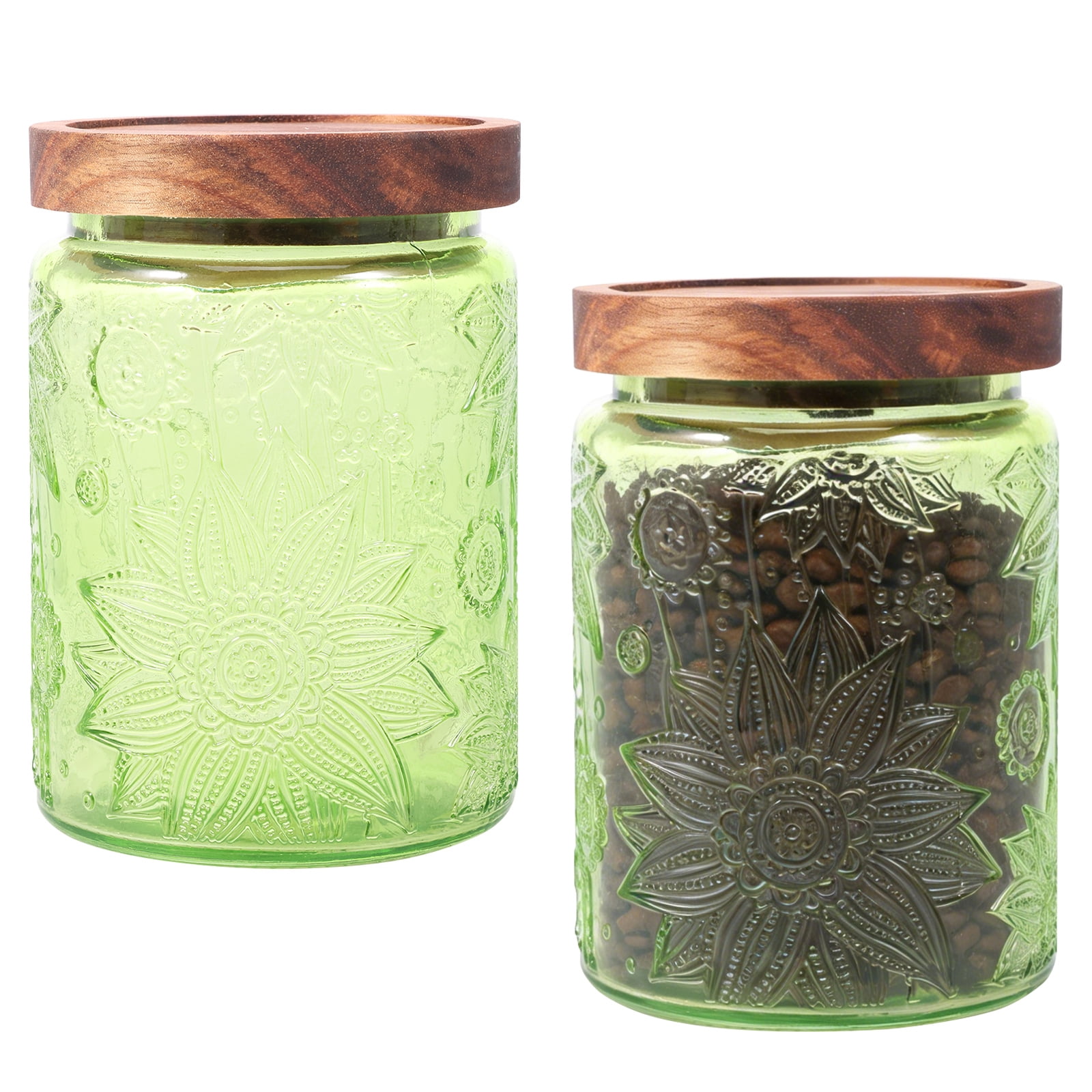 2 Pack 23.67 oz Glass Jar Vintage Glass Kitchen Storage Counter Jar ...