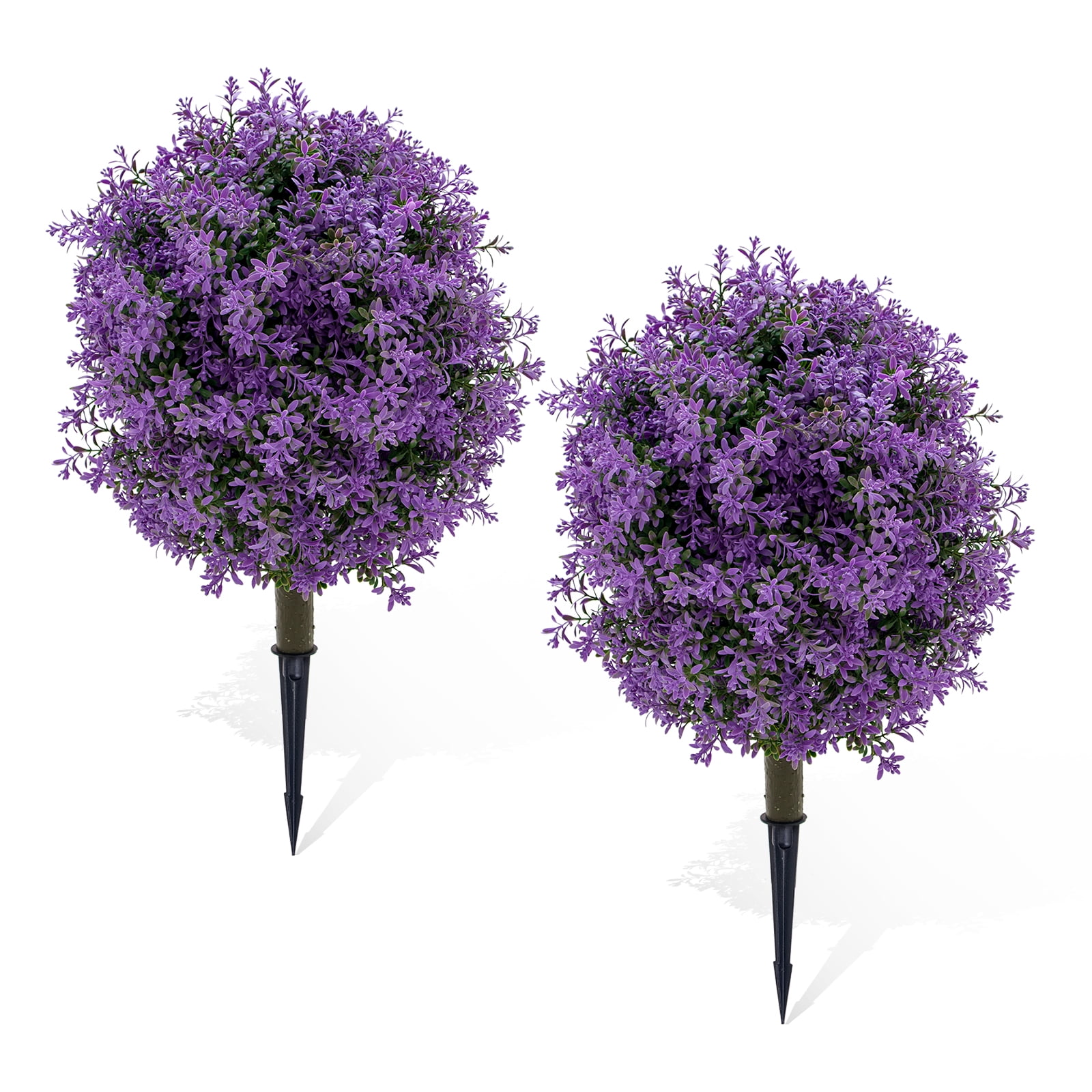 2 Pack 23"H Artificial Topiary with Ground Spik-e - UV Resistant Faux ...