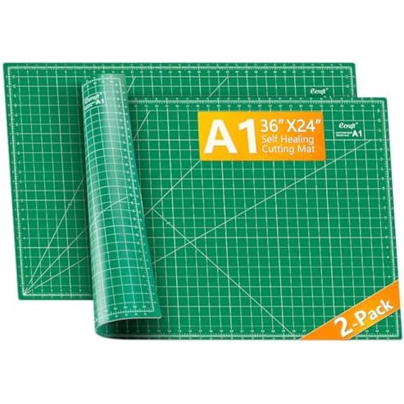 2-Pack 24"x36" Self-Healing Sewing Mat: Large Double-Sided Green 5-Ply ...