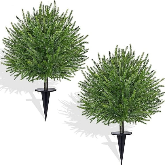 2 Pack 24'' Artificial Norfolk Christmas Topiary Ball Trees, Realistic ...