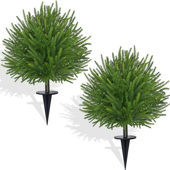 2 Pack 24'' Artificial Norfolk Christmas Topiary Ball Trees, Realistic ...