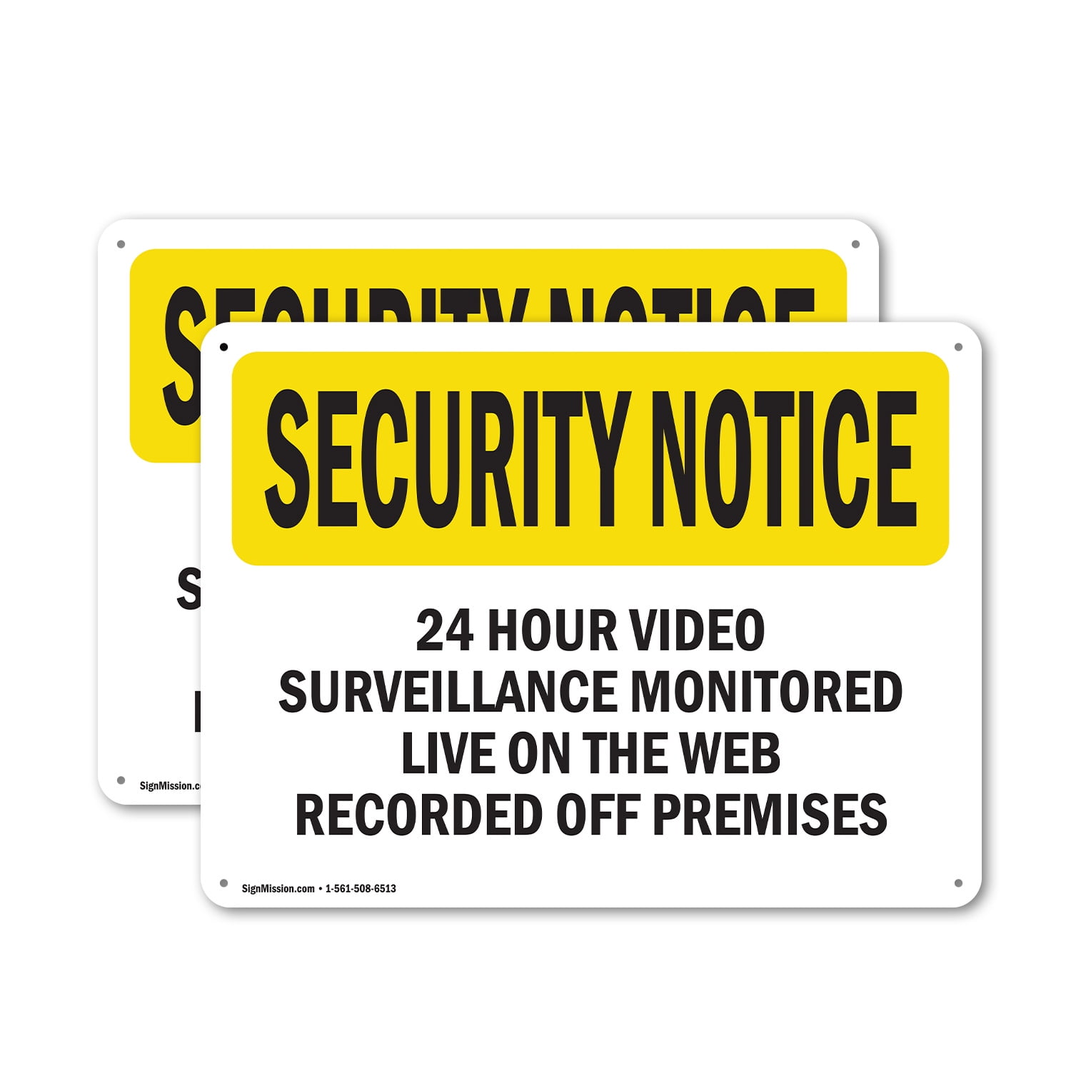 (2 Pack) 24 Hour Video Surveillance OSHA Security Notice Sign 18 Inch X ...