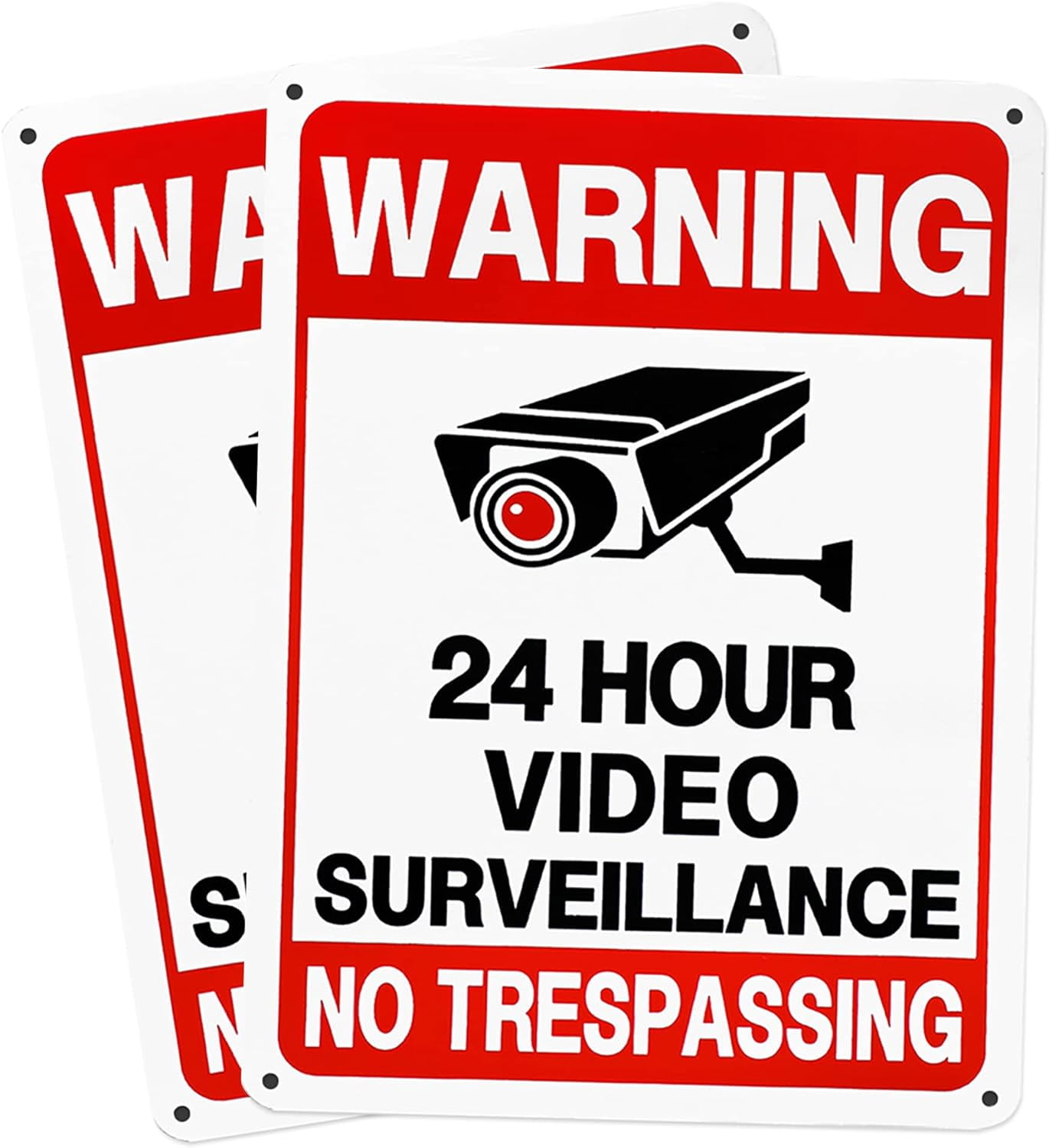 2-Pack 24 Hour Video Surveillance Sign, No Trespassing Warning Sign for ...