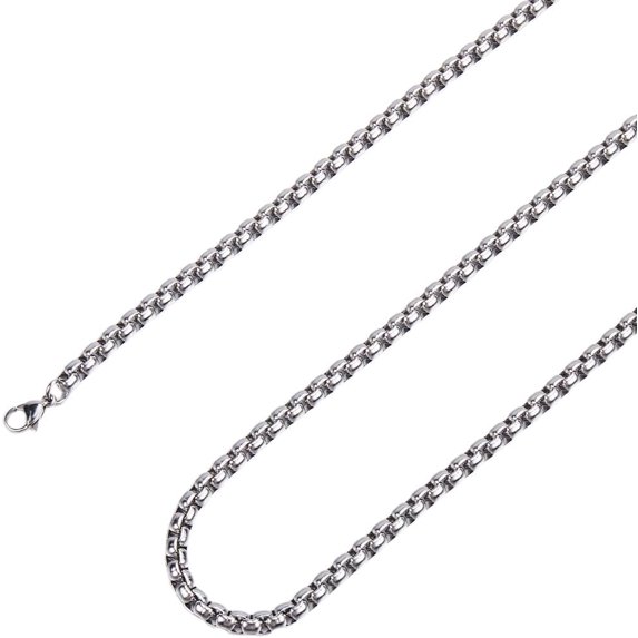 2 Pack 24 Inch/0.6m 5mm Silver Square Chain Necklace Stainless Steel ...