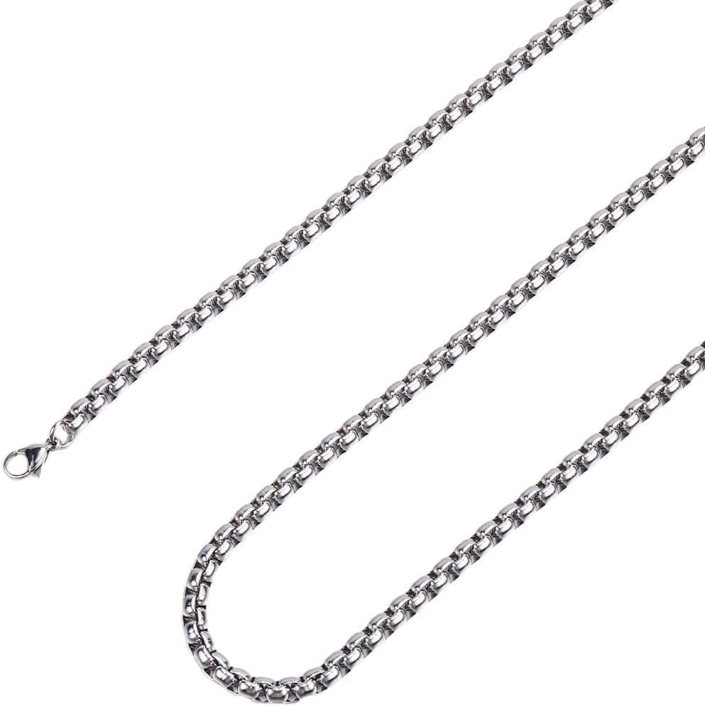 2 Pack 24 Inch/0.6m 5mm Silver Square Rolo Chain Necklace Stainless ...