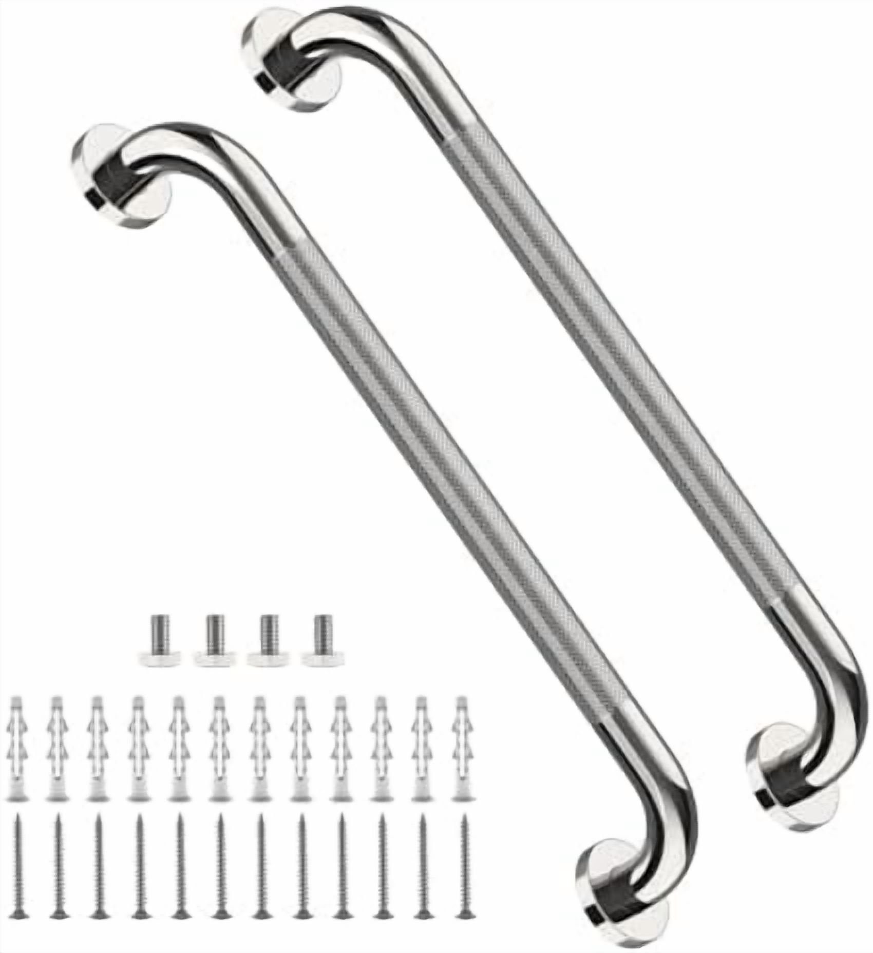 2 Pack 24 Inch Anti Slip Shower Grab Bar Handles, Chrome Stainless ...