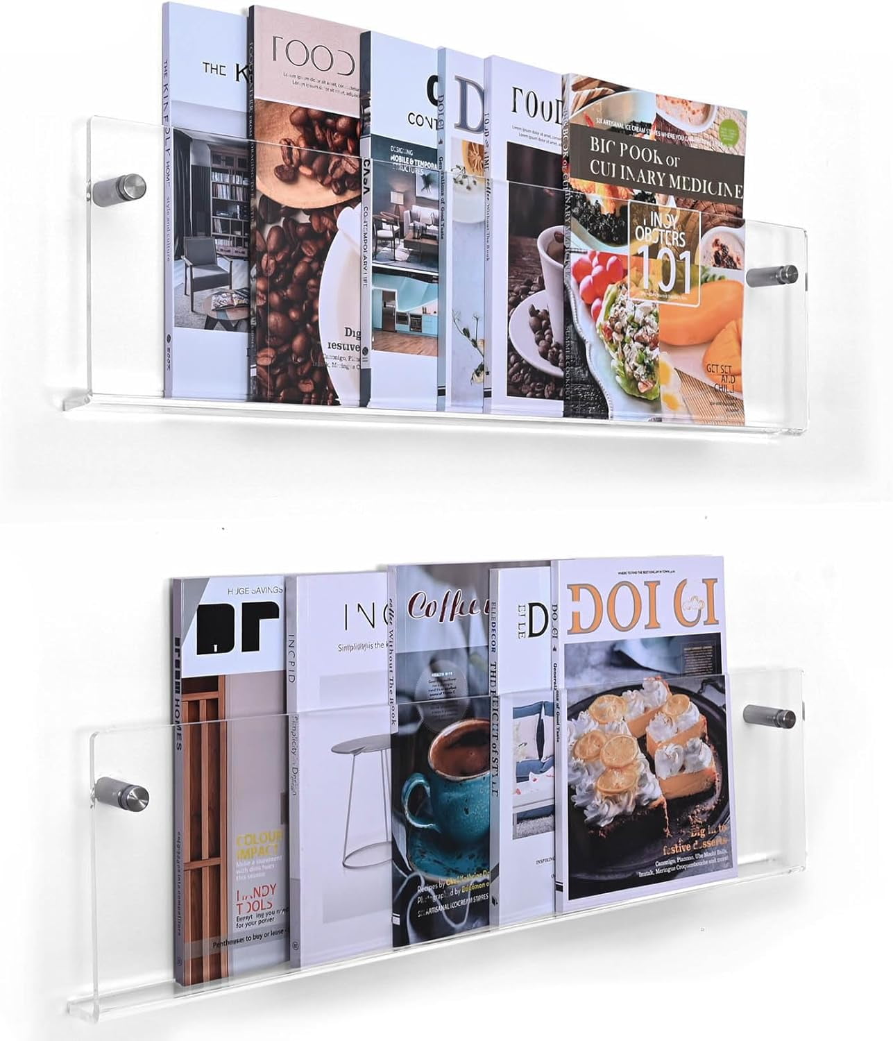 2 Pack 24 Inch Clear Acrylic Magazine Holder Floating Brochure Display ...