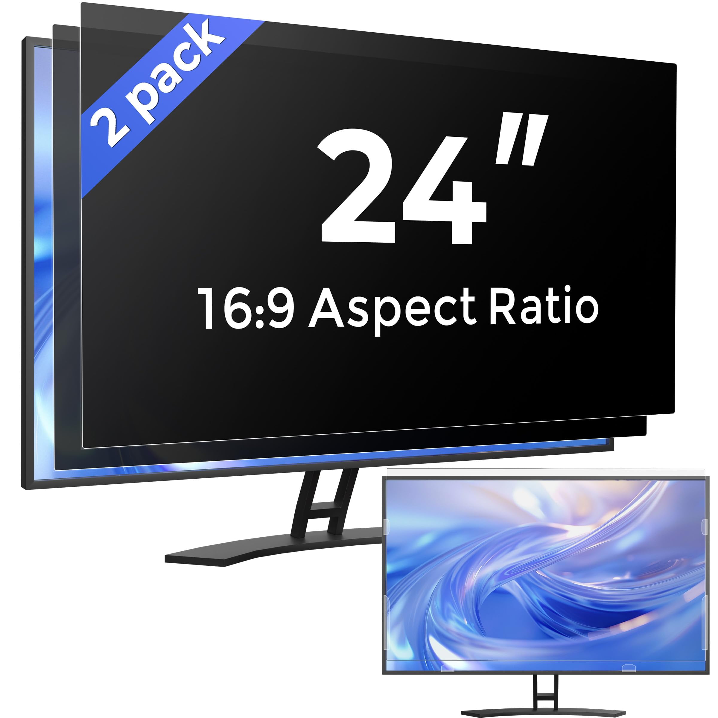 [2 Pack] 24 Inch Computer Privacy Screen Filter for Monitor 16:9 Aspect ...