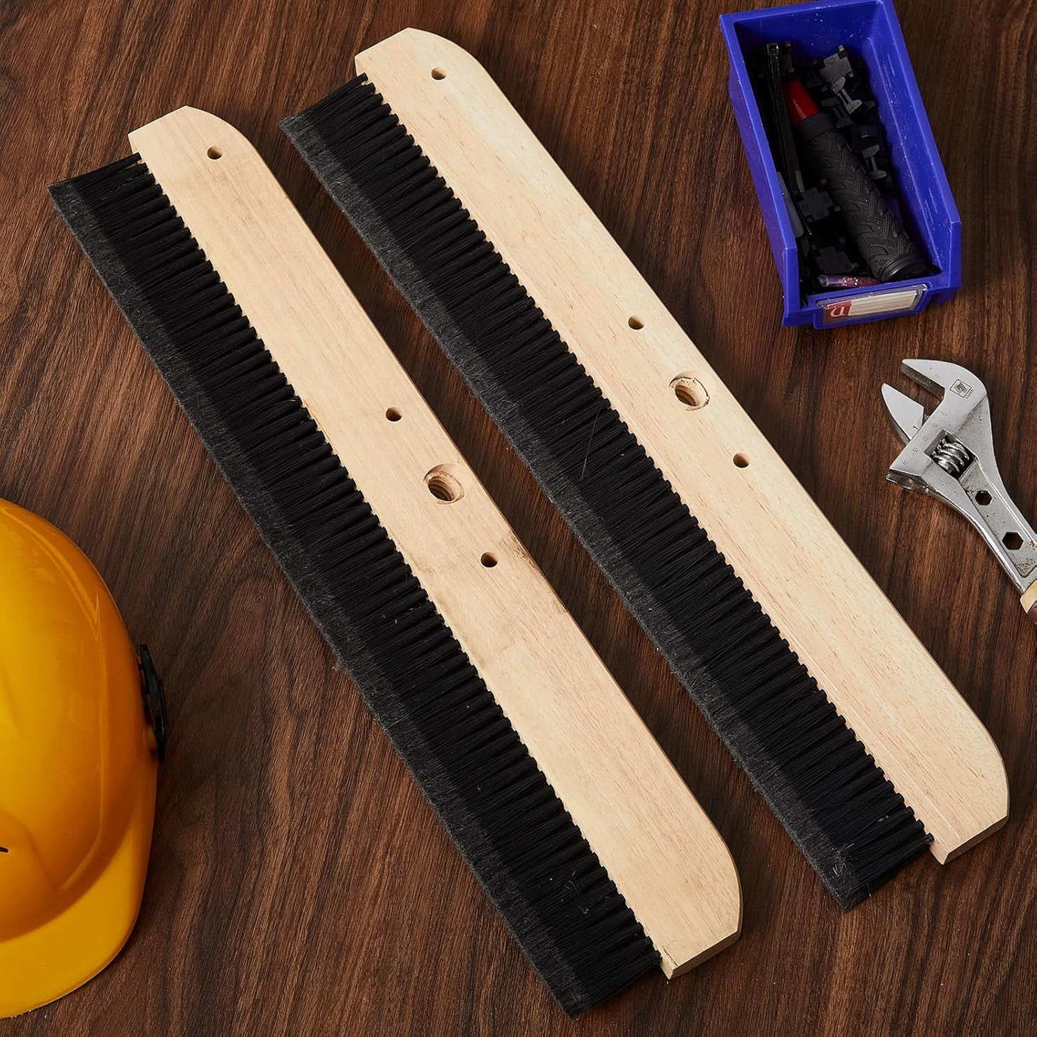 2 Pack 24 Inch Concrete Broom Finishing Tools Wood Backed ...