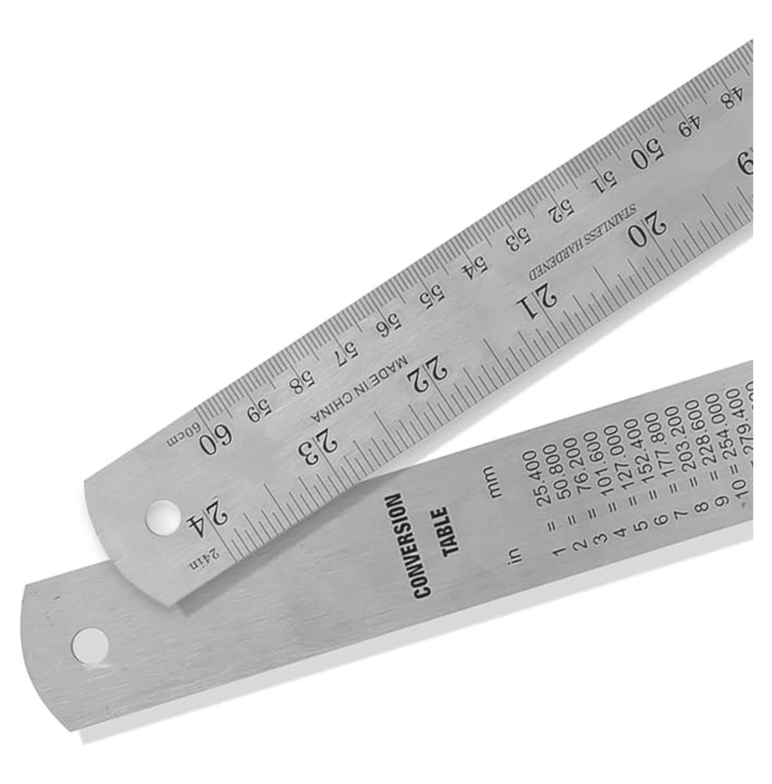 2 Pack 24 Inch Stainless Steel Ruler with Inch/Metric Conversion Table ...
