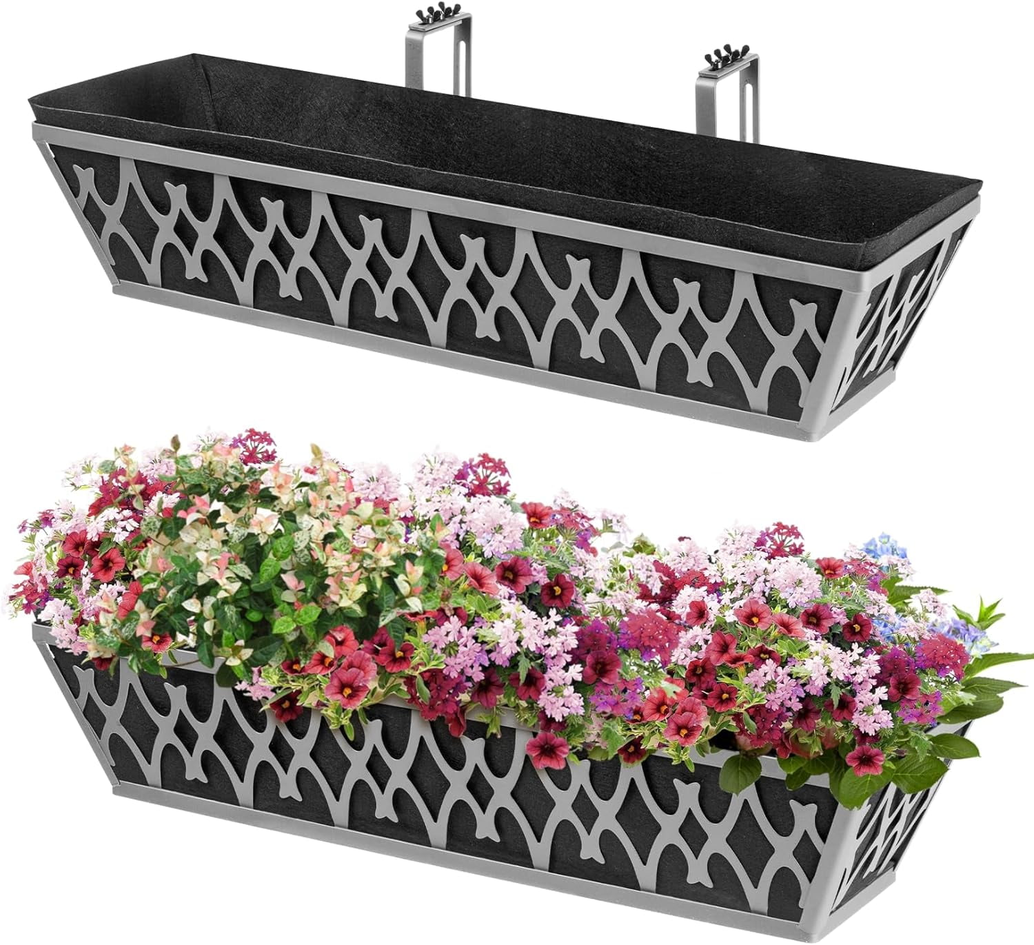2 Pack 24 Inch Window Boxes Planters Railing Planter Box with ...