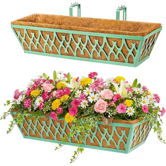 2 Pack 24 Inch Window Boxes Planters Railing Planter Box with ...