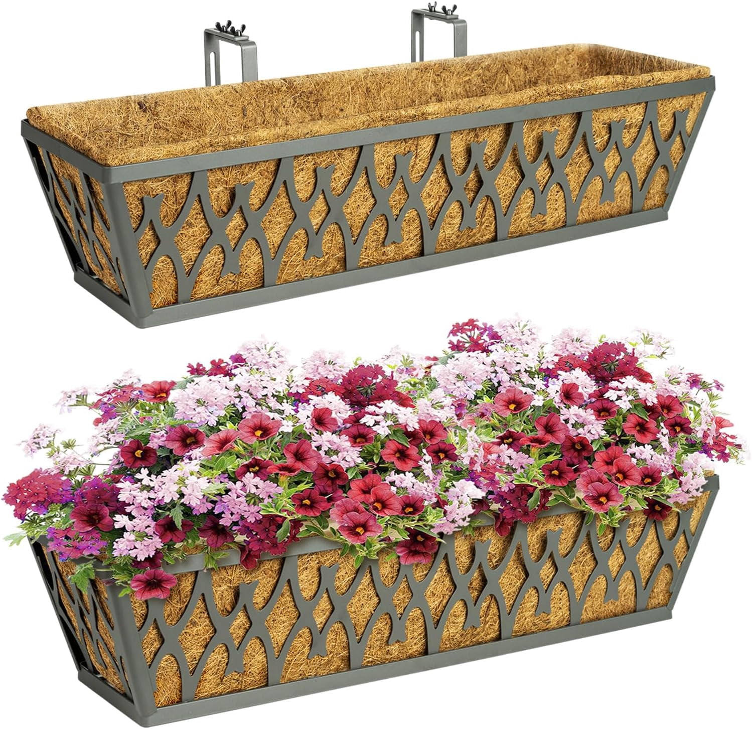 2 Pack 24 Inch Window Boxes Planters Railing Planter Box with ...