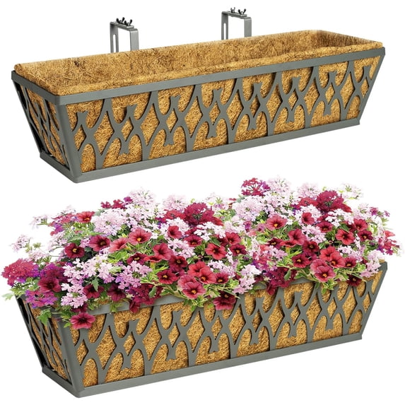 2 Pack 24 Inch Window Boxes Planters Railing Planter Box with ...
