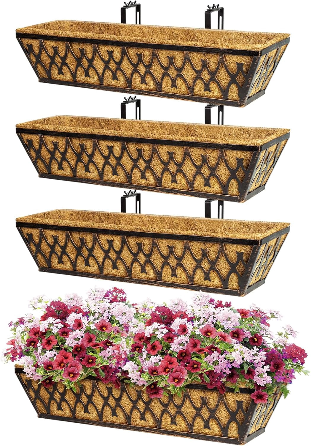 2 Pack 24 Inch Window Boxes Planters Railing Planter Box with ...