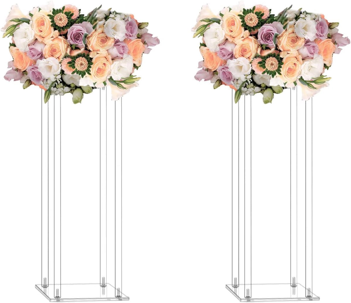 2 Pack 24'' Tall 8'' Dia. Acrylic Flower Stand Wedding Centerpieces ...