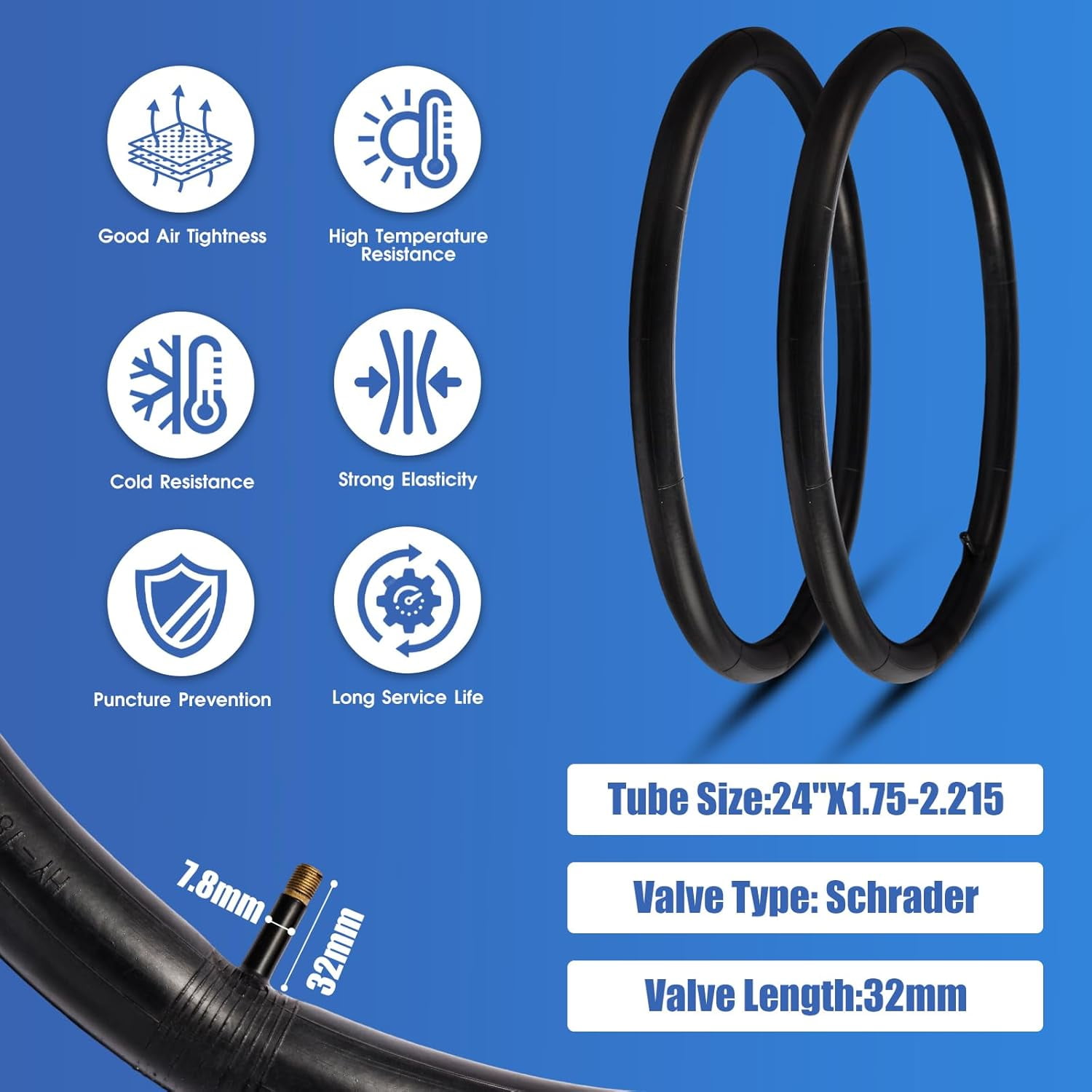 2 Pack 24" x 1.95" Mountain Bike Tire Set, 24 inch Folding Replacement ...