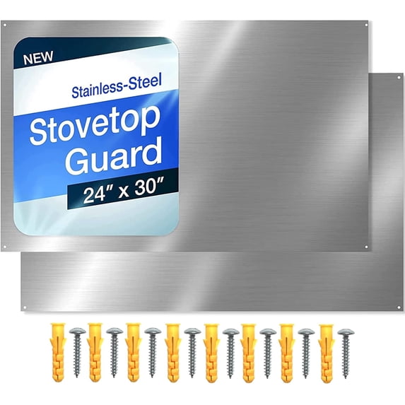 2 Pack)24" x 30" Reversible Metal Backsplash Matching screws ...