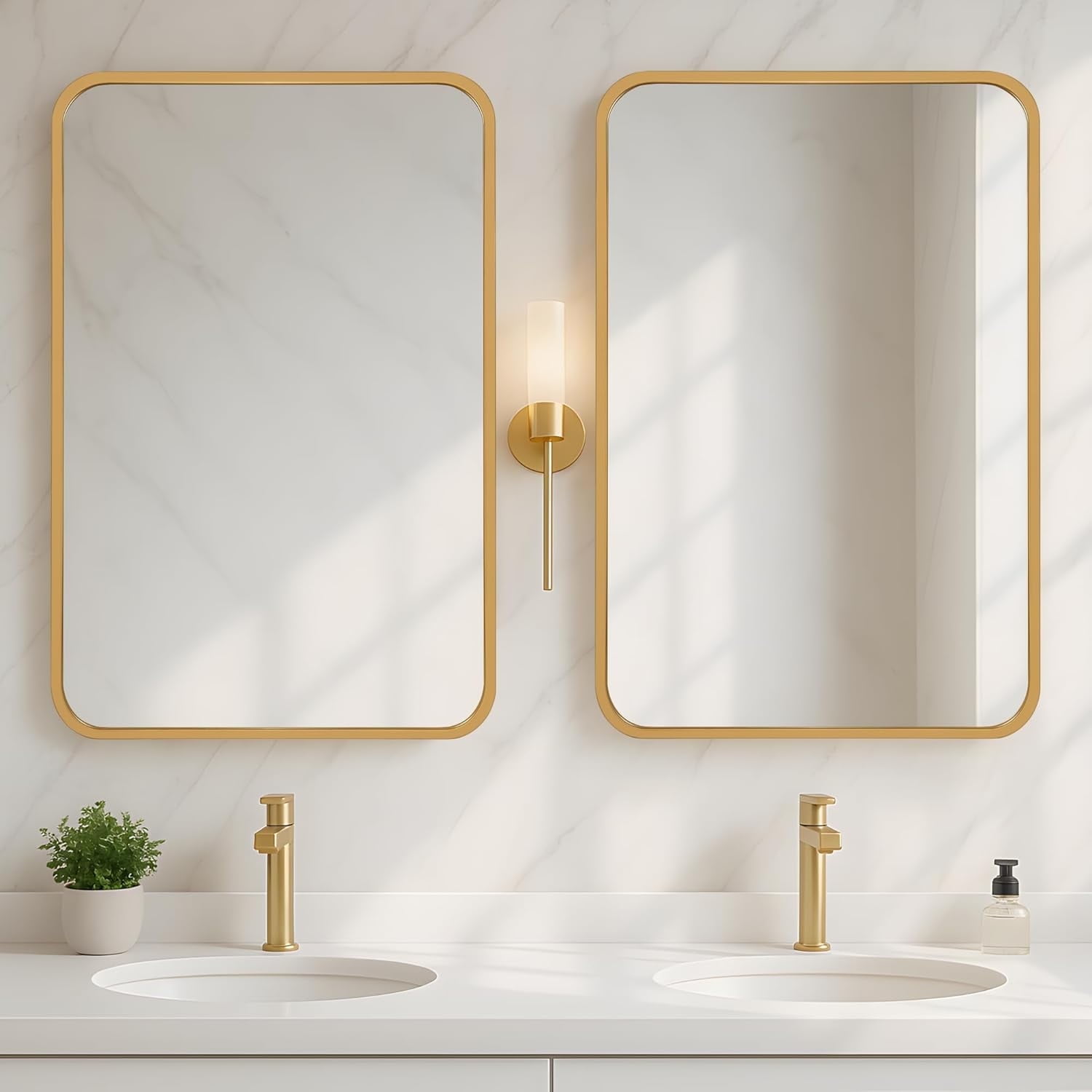 2-Pack 24"x36" Gold Bathroom Mirrors for Over Sink, Rectangular Vanity ...