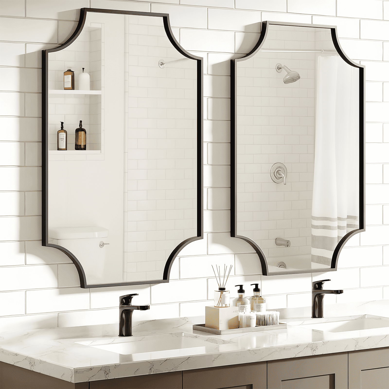 2-Pack 24"x36" Matte Black Bathroom Mirrors for Over Sink, Rectangular ...