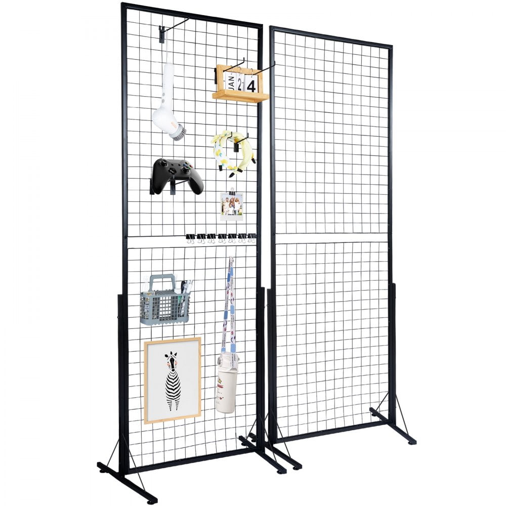 2-Pack 24"x67" Commercial Grid Wall Display with T-Base Stand - Double ...
