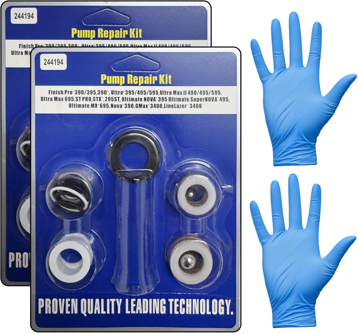 2 Pack 244194 Pump Repair Kit with Disposable Gloves fit for Graco ...