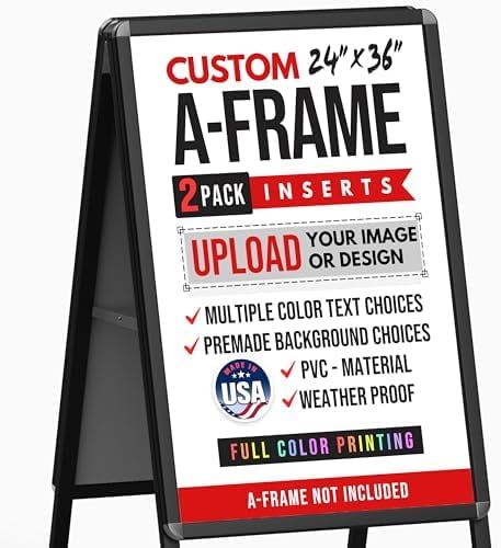 2-Pack 24x36" Custom A-Frame Sign Board with Full Color Print Inserts ...