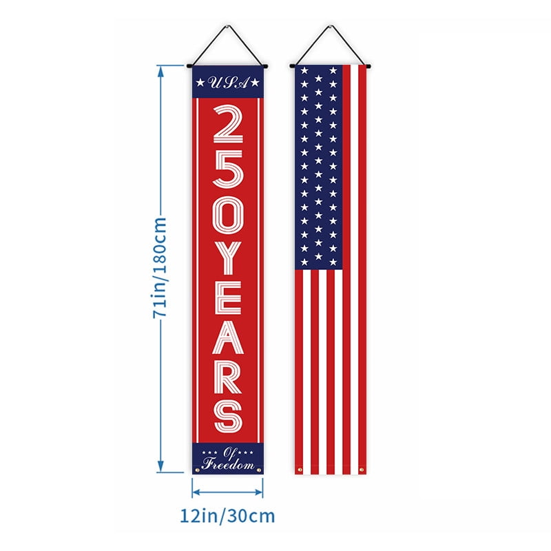 2 Pack 250 Anniversary Door Banner Sign,1776 2026 USA America Patriotic ...