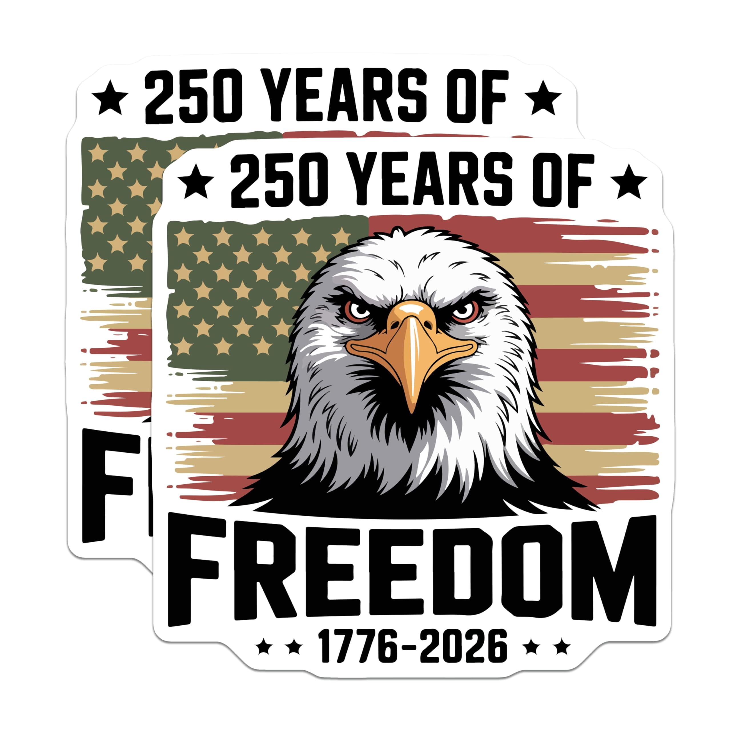 (2 Pack) 250 Years Freedom Stickers - Patriotic Eagle USA - American ...