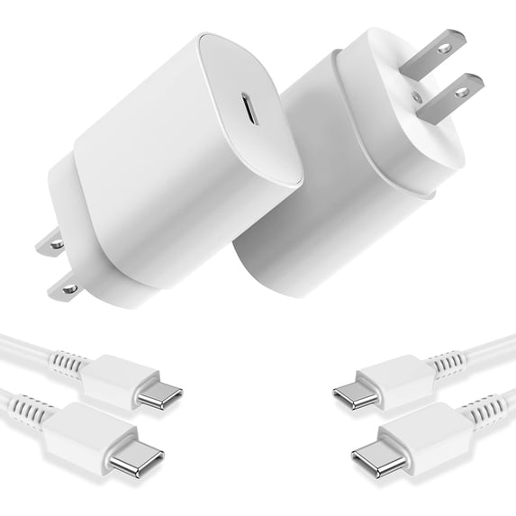 2‑Pack 25W USB‑C PD Super Fast Wall Charger Kit with 2 x 6FT USB‑C ...