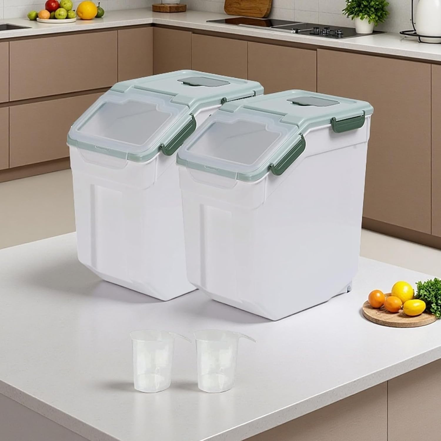 2 Pack 25lb Airtight Flour Storage Container BPA Free Dog Food Storage ...